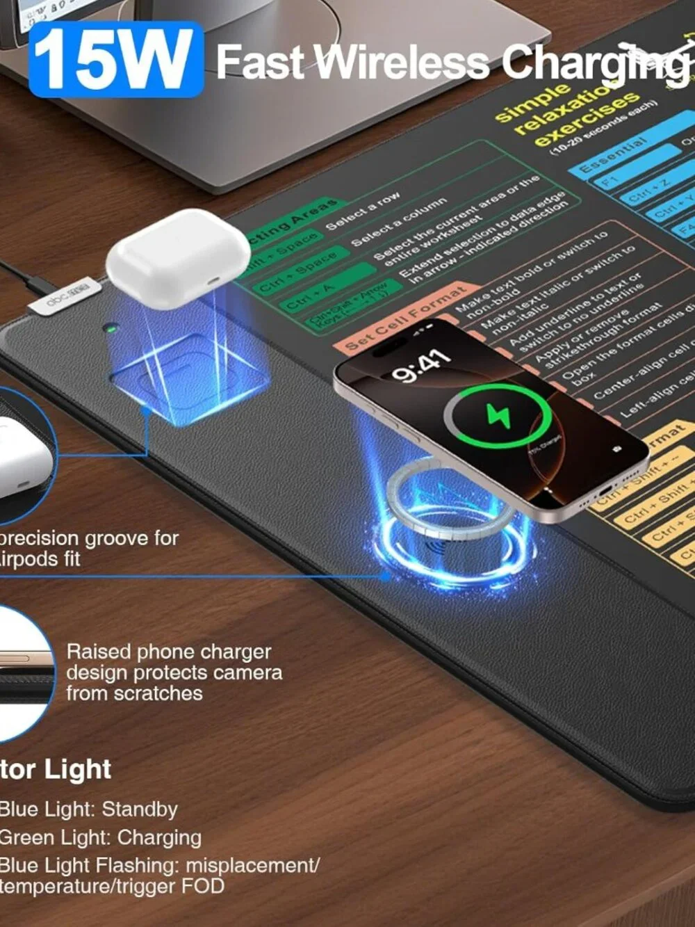 Other | Excel Cheat Sheet Mouse Pad With Wireless Charging 315x158 ...